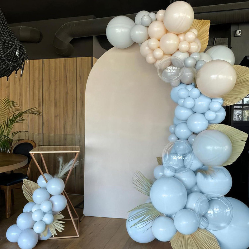 The Party Aisle™ Dusty Blue Gold Balloons, 50Pcs 12 Inchs Blue and White Metallic Gold Confetti ...